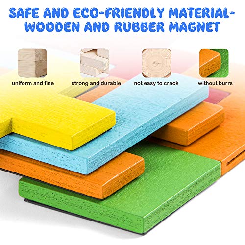 VATOS Puzzle Brain Teasers Magnetic Tangram Jigsaw Toys Magnet Drawing Board Intelligence Colorful 3D Russian Blocks Game STEM Educational Gift for Kids Boys Girl Age 3 4 5 6+ Year Old (47 Pcs)
