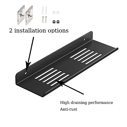 SDlemeiy Floating Shelves Wall Mounted Bathroom Shelf,Wall Mounted Hanging Shelves,Metal Display Wall Shelf,Wall Mounted,Carbon Steel Material (Black, 15.9inch)
