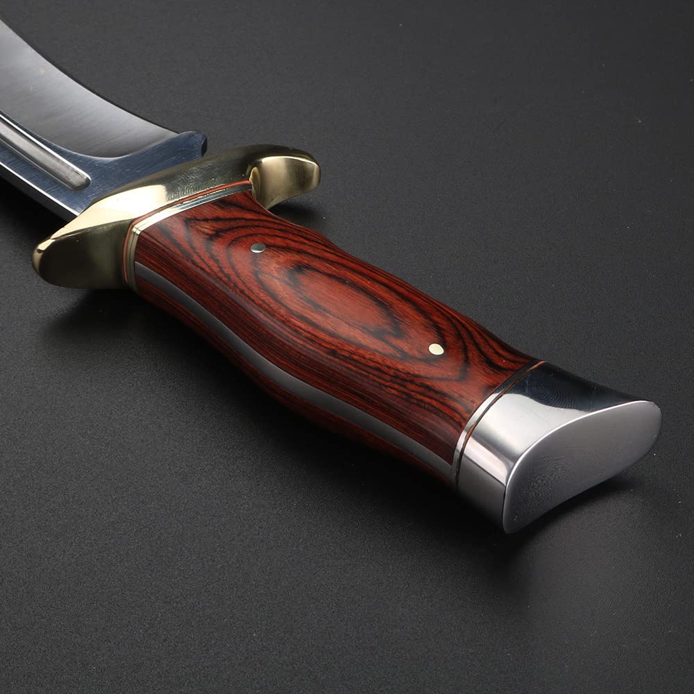 liuliang1 12.2'' Hunting knife Fixed Blade with the sharpest 3Cr13MoV stainless steel Red sandalwood Handle+sheath for Outdoor Survival, Camping