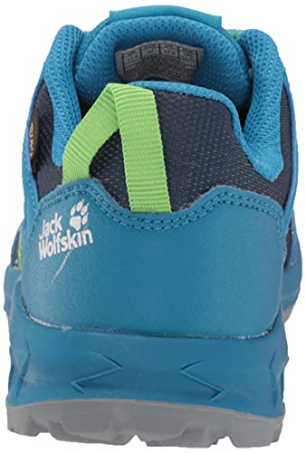 Jack Wolfskin Woodland Texapore Low Hiking Shoe Boot, Blue/Green, 2 US Unisex Big Kid