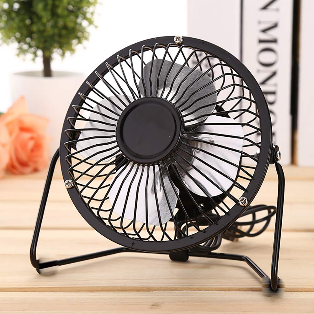 Jiecikou Desktop USB Fan, Low Noise Personal Table Mini Metal Fan 4 Inch Portable Table Fan Green