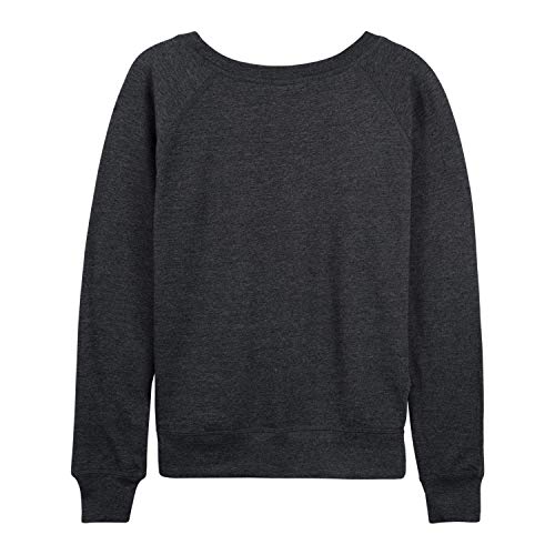 Instant Message - Delicate Flowers - Women's French Terry Pullover - Size Large Heather Charcoal