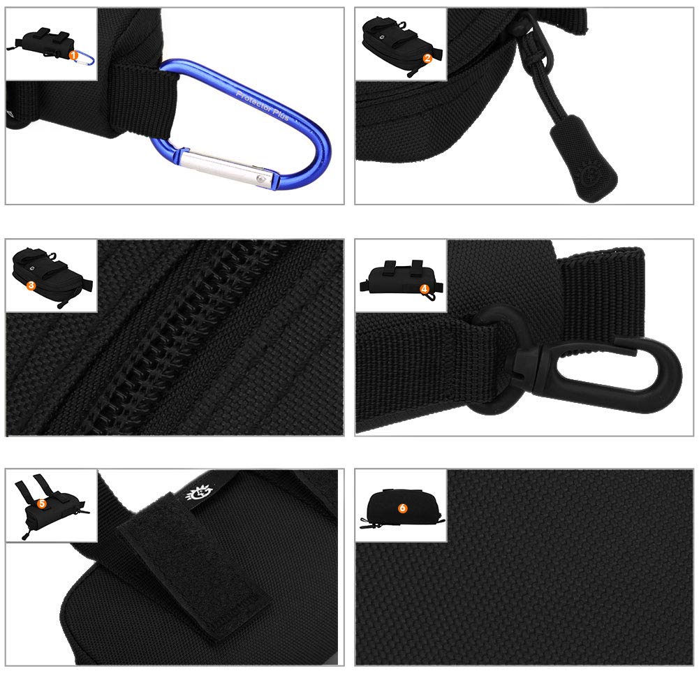 HUNTVP Eyeglasses Hard Case Tactical Molle Zipper Sunglasses Carrying Case 1000D Nylon with Clip (Black)