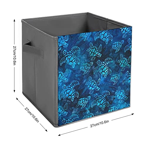 Sea Turtle Animal Canvas Collapsible Storage Bins Cube Organizer Baskets with Handles for Home Office Car