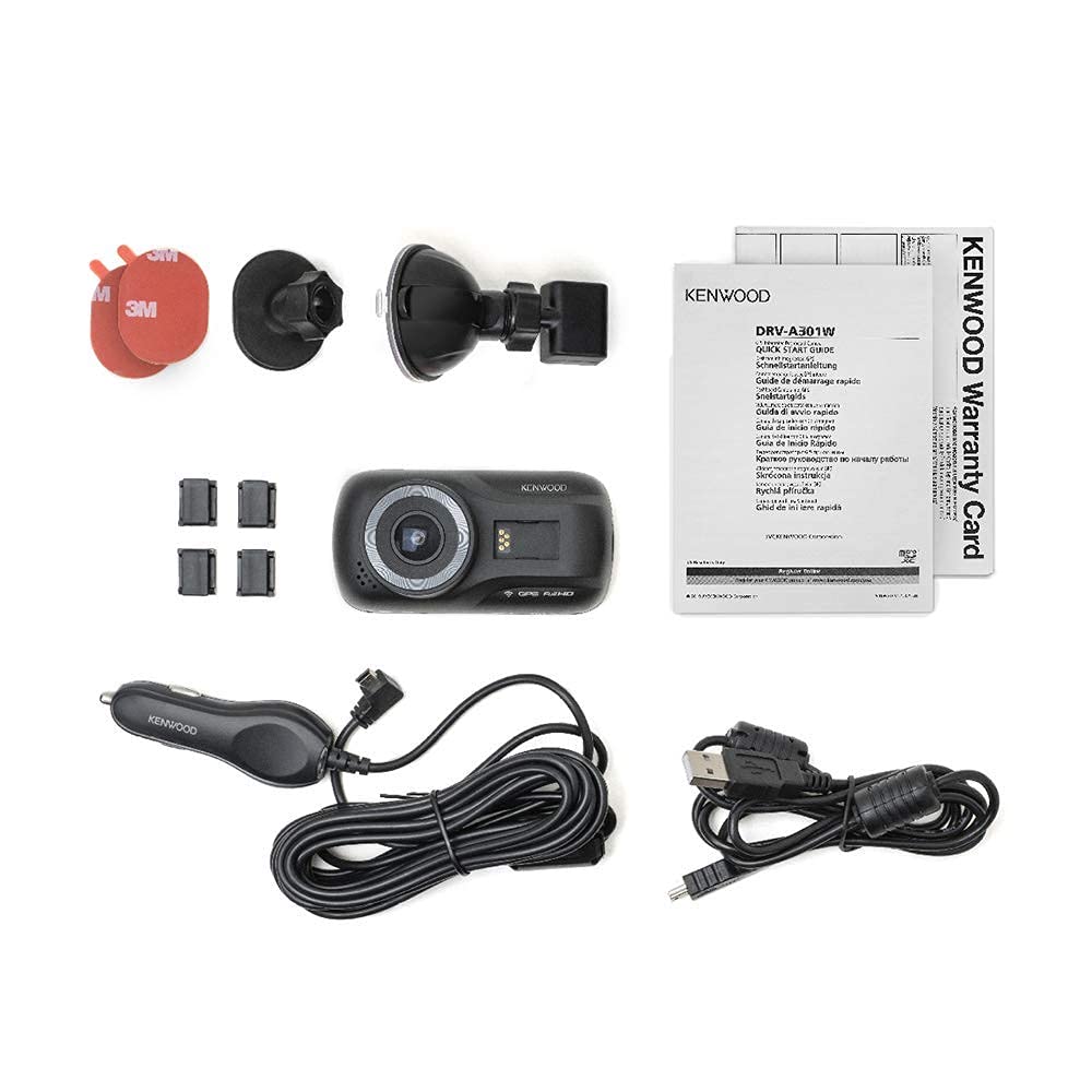 Kenwood HD dash cam with 2.7" display, GPS, and Wi-Fi - DRV-A301W