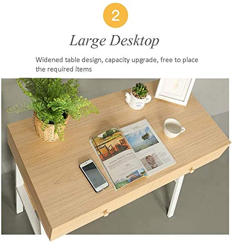 HIZLJJ Computer Desk,Wooden Computer Desk,Laptop Pc Table with Drawer Keyboard Tray,2 Layer Computer Workstation Writing Desk for Home Office (Color : B)