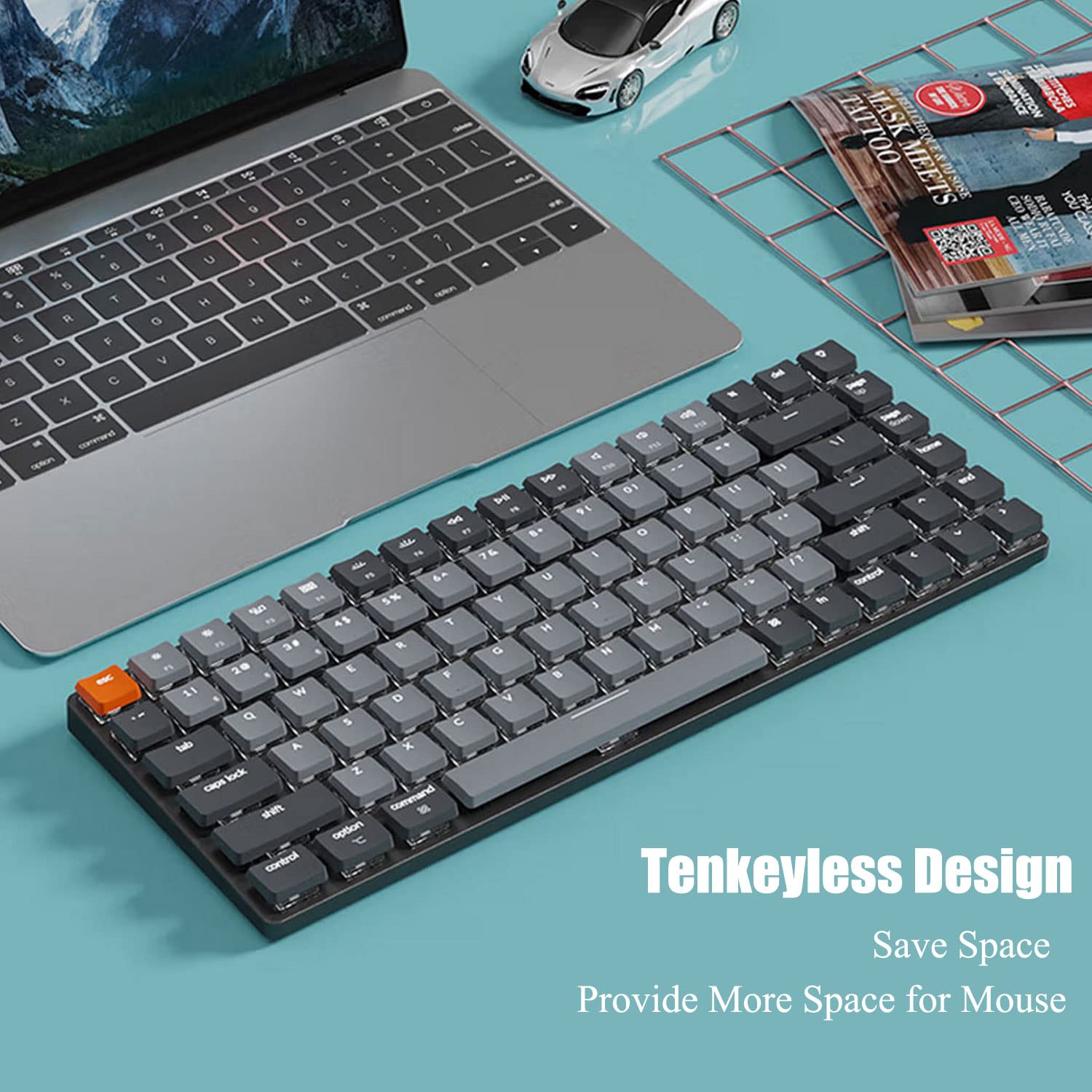 Keychron K3 Version 2, 75% Layout 84 Keys Ultra-Slim Wireless Bluetooth/USB Wired Mechanical Keyboard with RGB Backlit, Hot-Swappable Low-Profile Keychron Optical Brown Switch for Mac Windows