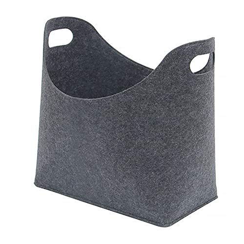 INLAR Firewood Storage Basket, Foldable Felt Fireplace Firewood Basket, Log Bag,Fireside Wood Carrier Holder Bag,Newspaper Magazine Storage Rack Storage Basket(Black)