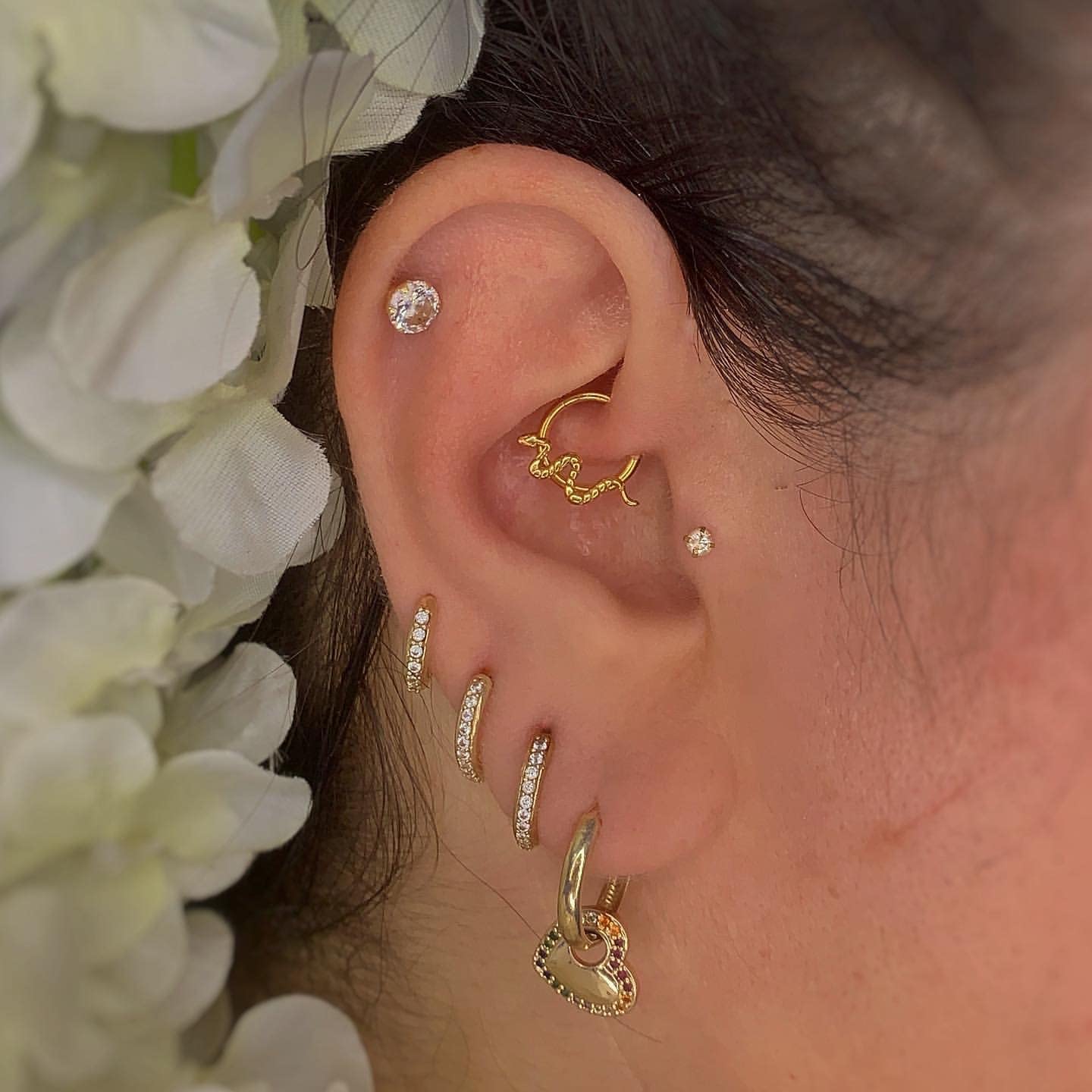 Jstyle 16G 316L Stainless Steel CZ/Opal Septum Clicker Ring Hinged Nose Rings Hoops Conch Daith Cartilage Helix Tragus Hoop Earring Piercing S 8MM