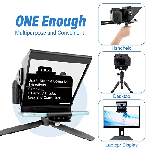 ILOKNZI Portable Mini Smartphone Teleprompter for Laptap and Camera with Remote, Free app, Online Zoom Meeting Making Short Videos with Bag