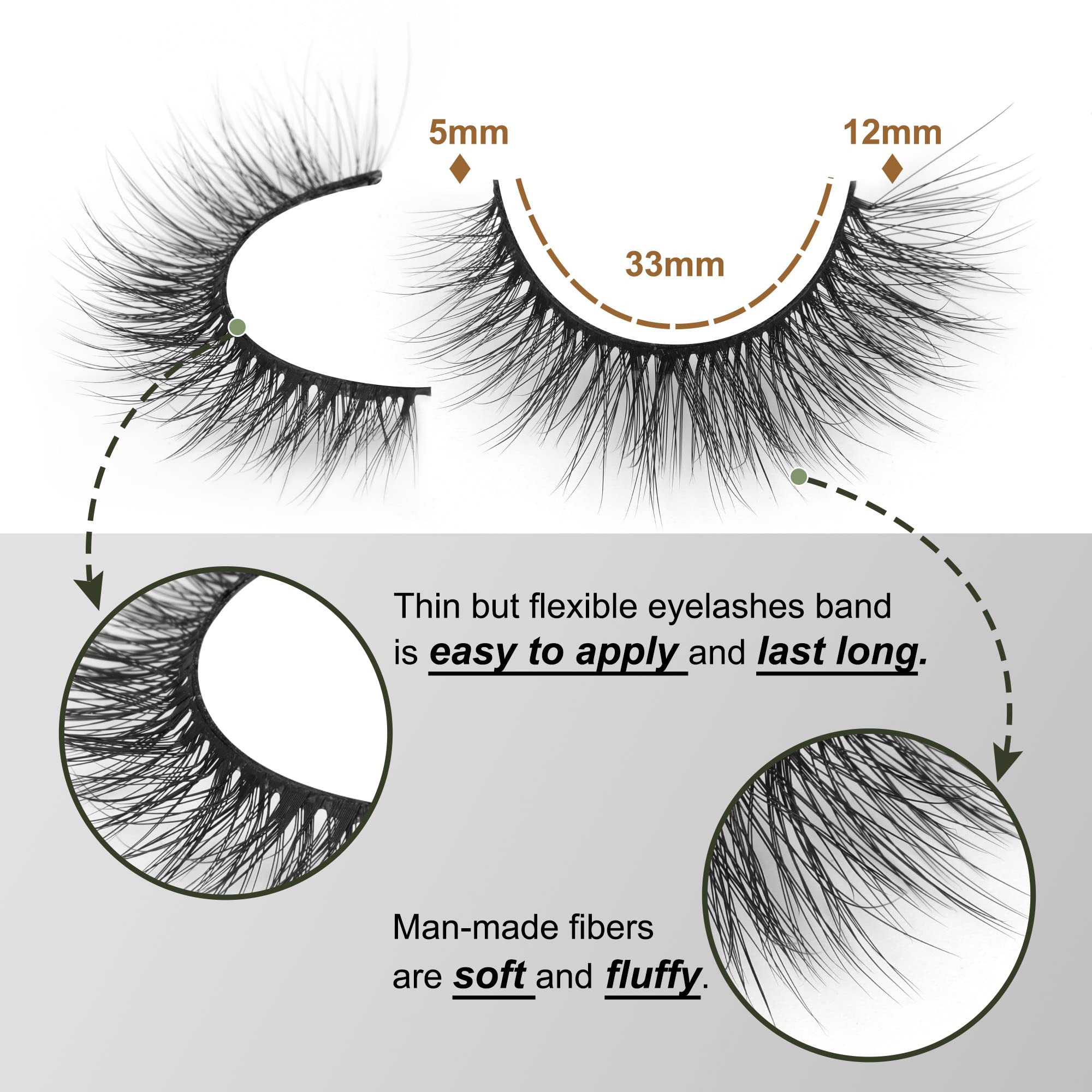 Lashes Natural Look Wispy Fasle Eyelashes 12mm Short Faux Mink Eyelashes Cat Eye Fluffy Strip Lashes Pack by Zegaine 16 Pairs