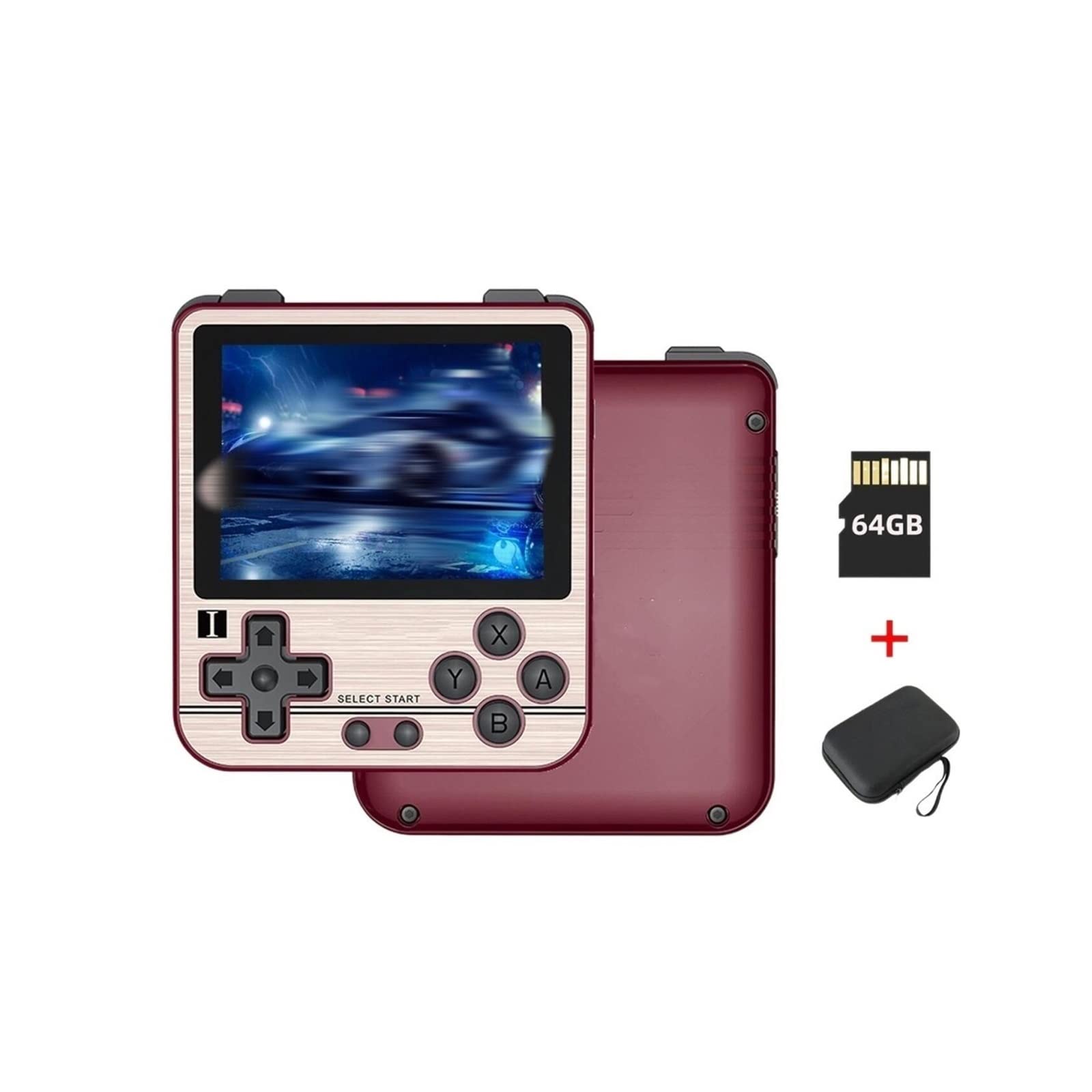 LEDFON Retro Game RG280V 2.8" IPS Screen Handheld Game Player Open Source 64Bit Portable Retro Mini Video Gaming Console 64G 5000 Games (Size : 80G with Bag, Color : RG280V Golden)