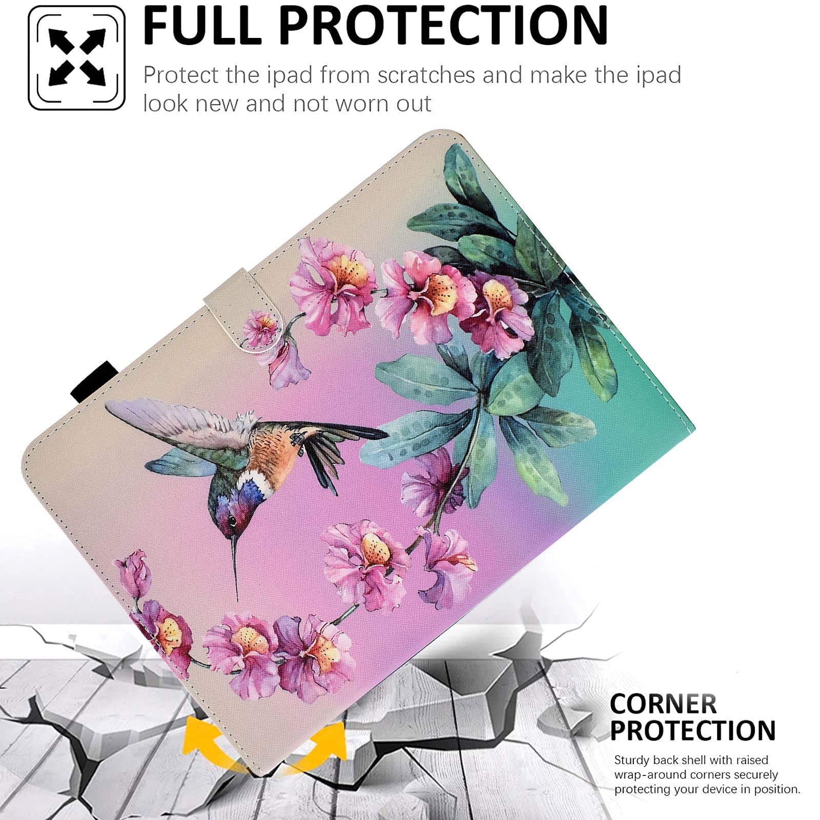 KEROM Case for Fire HD 10 & 10 Plus Tablet (11th Generation, 2021 Release), PU Leather Folio Cover Folding Stand Case for Fire HD 10.1 inch Tablet 2021, with Auto Sleep Wake