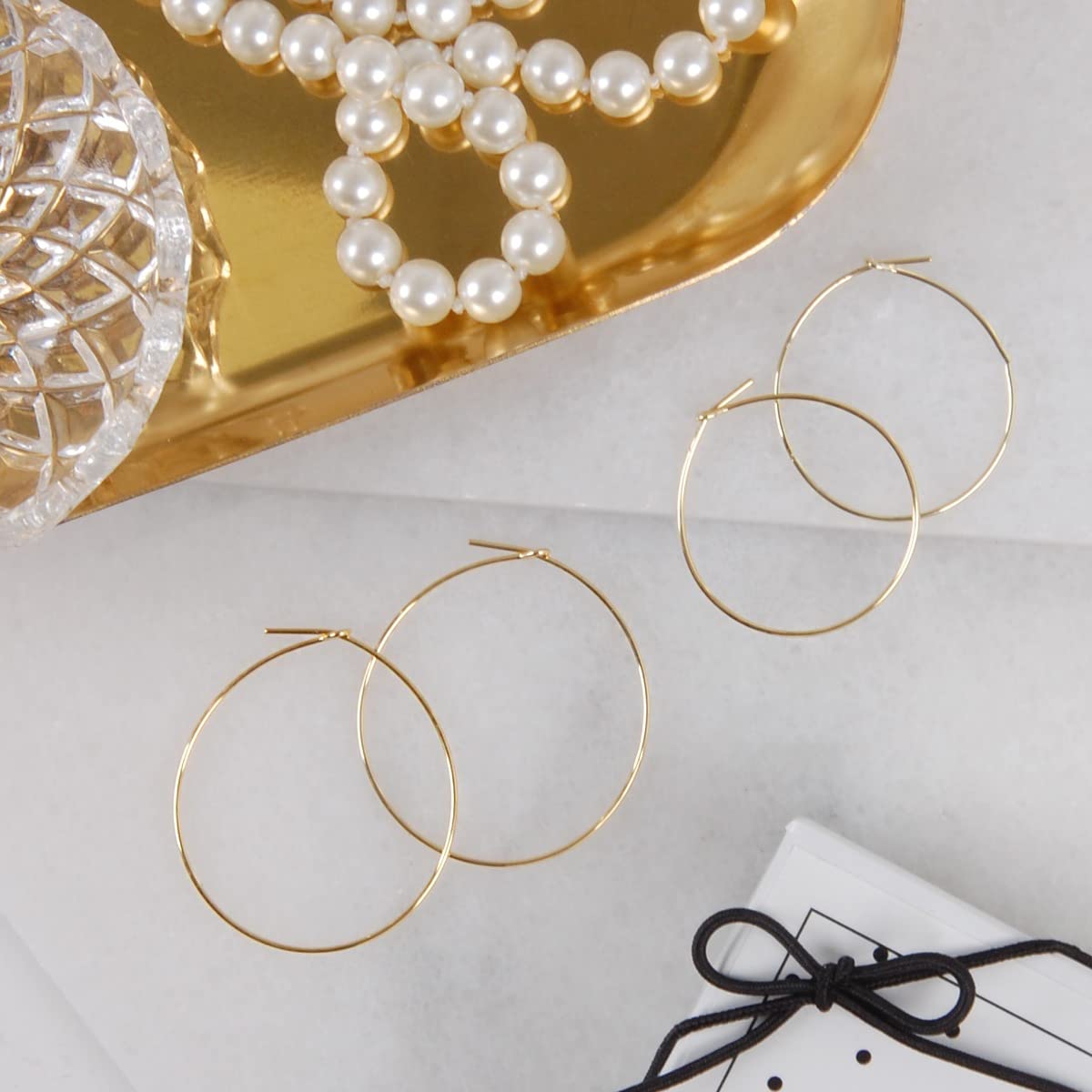 Humble Chic Thin Hoop Earrings for Women - Hypoallergenic Lightweight Wire Threader Loop Drop Dangles, Safe for Sensitive Ears, 18K Yellow - 1.5 inch