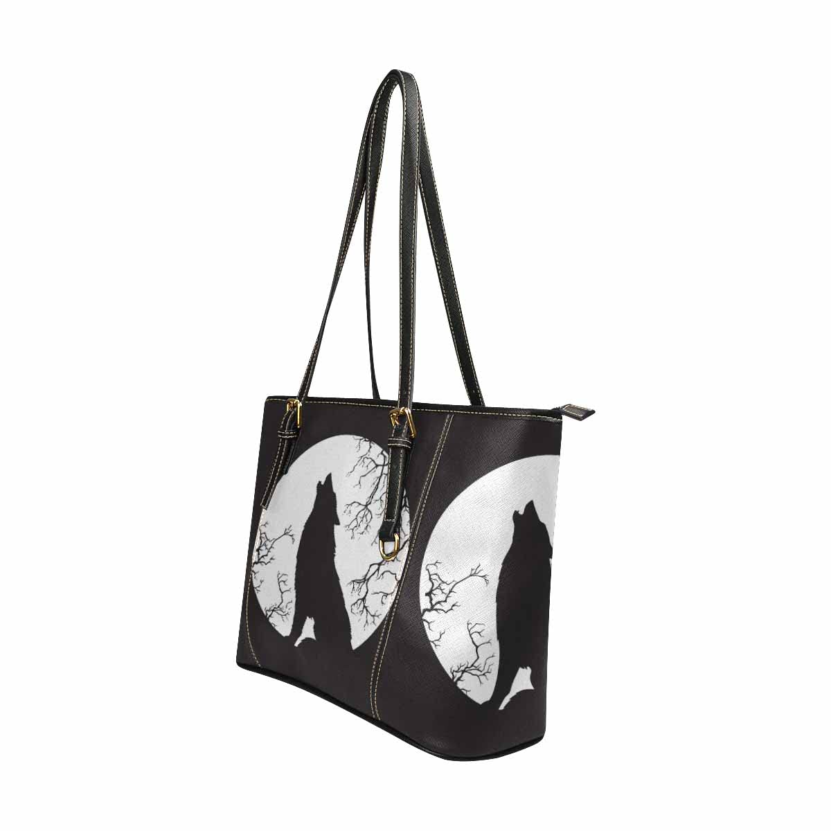 InterestPrint wolf at full moon Handbag Tote Shoulder Bag, Top Handle Satchel Bag