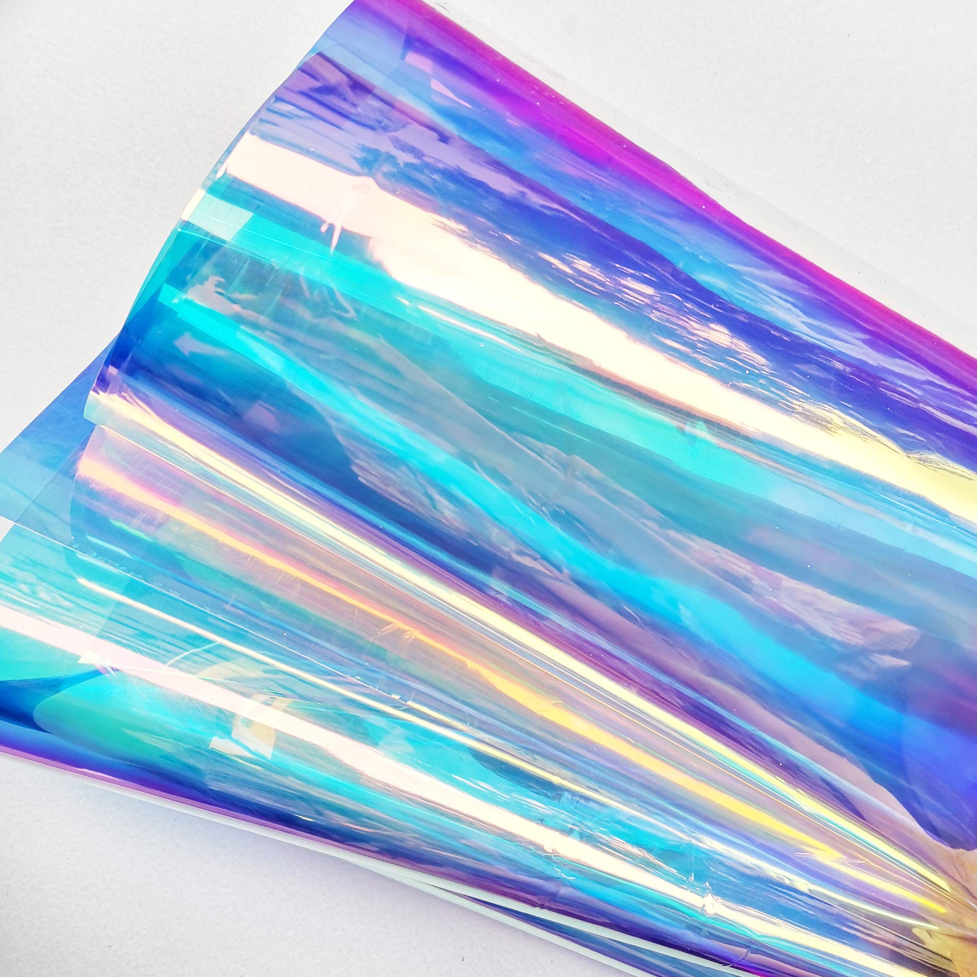 Holographic Clear Fabric Iridescent Transparent Vinyl Mirrored Foil Laser Graphic Fabric for Craft Sewing Patchwork DIY Bow Craft Applique