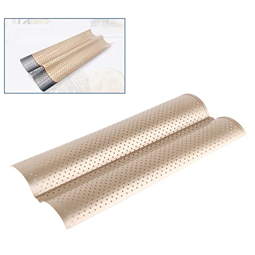 Zerodis Bread Baking Pan, 2 Slots Bread Baking Carbon Steel Baguettes Baking Tray Nonstick Easy to Wash Bakeware Toast Baking Bread Loaf Pan for Kitchen Cooking Baking