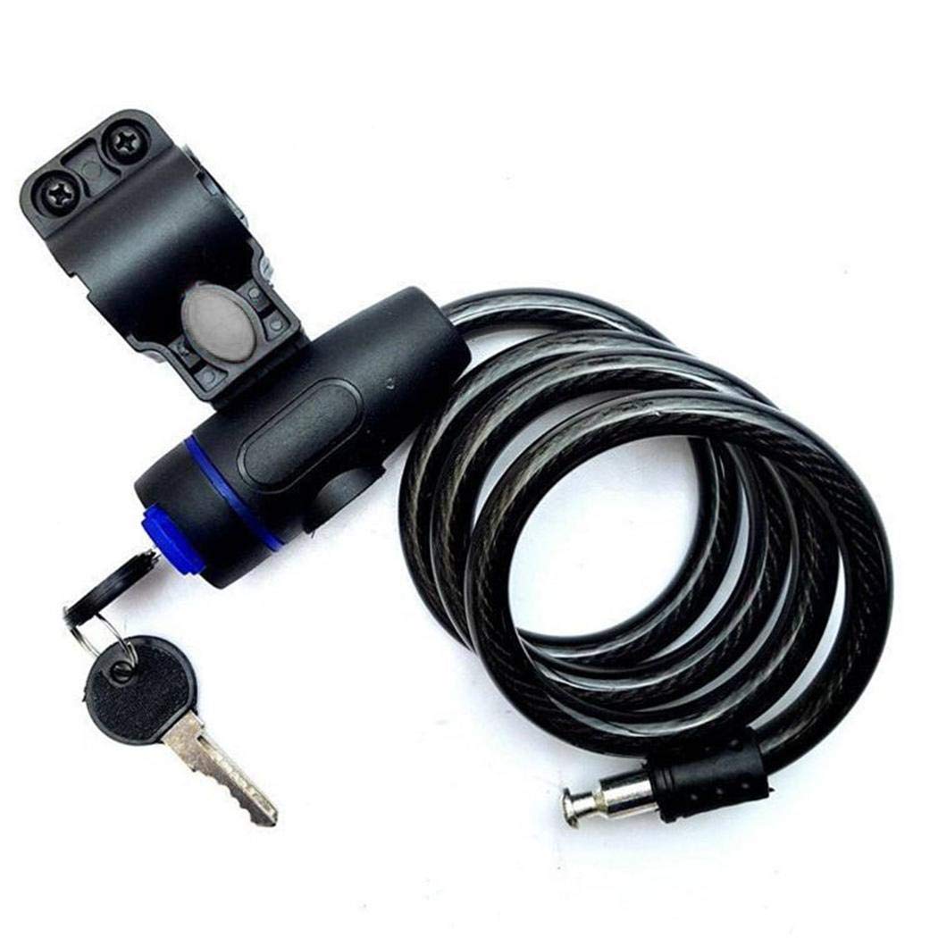 MACIMO Anti-Theft Bicycle Bike Lock Stainless Steel Cable Coil Security Lock with 2 Key (Color : Black)