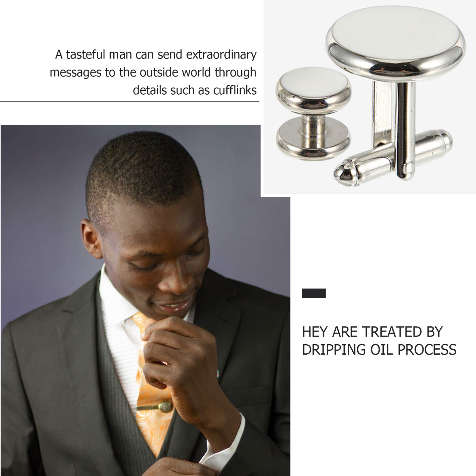 KESYOO 8Pcs Cufflinks for Men Classic French Cufflinks and Studs Set White for Men Tuxedo Business Wedding Shirts