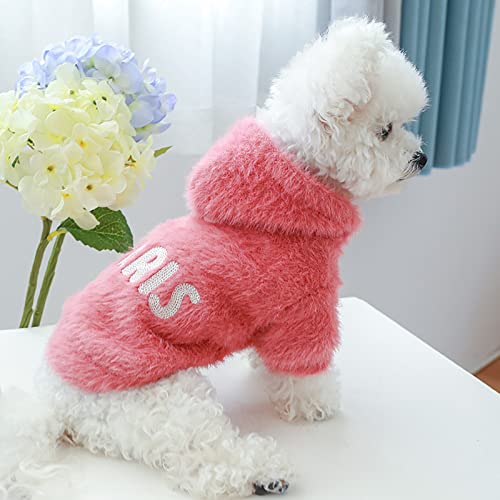 Sweater Pet Hooded Sweatshirt Pure Color Plush Warm Coat Cat Letter Warm Dogs Clothes for Medium Dogs Girl