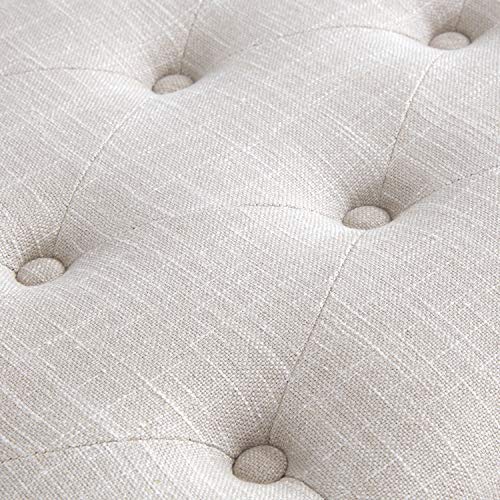 HUIMO Bedroom Bench End of Bed, Upholstered Dining Bench for Kitchen, Button-Tufted Entry Bench, Fabric Ottoman Bench for Living Room, Entryway,Beige