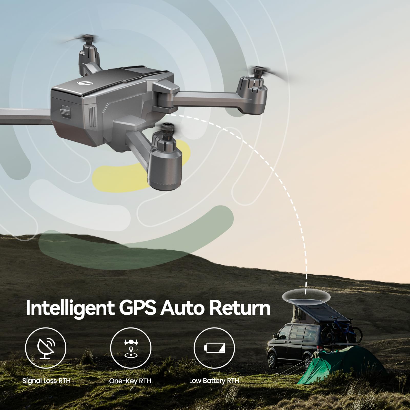 Holy Stone HS440D Drones with Camera for Adults 4K, Foldable GPS Drone with 19Mins Flight Time, Auto Return, Follow Me, Waypoints, 5G Transmission, Under 249g Easy for Beginners