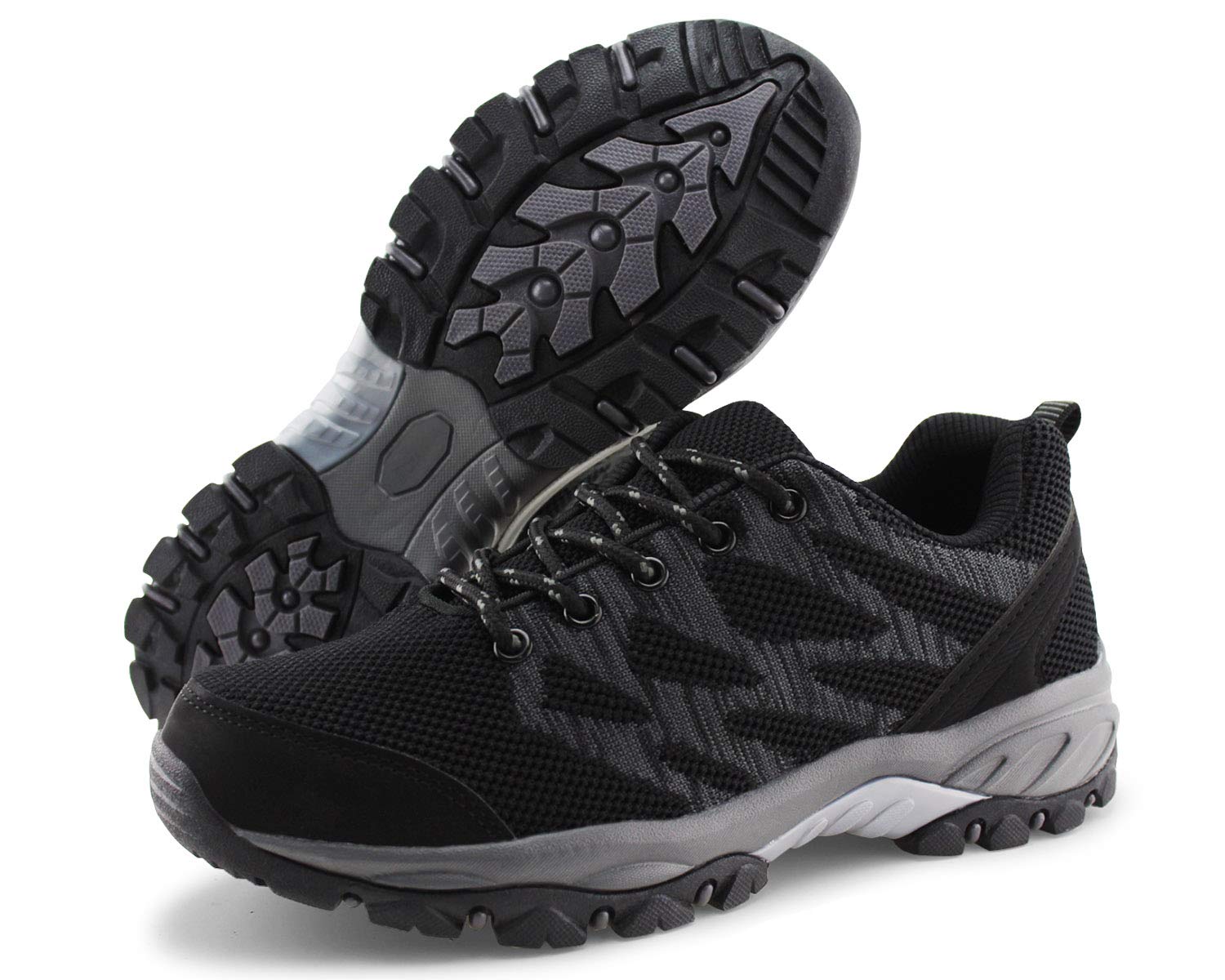 JABASIC Women Outdoor Hiking Shoes Lightweight Knit Sneakers (7,Black/Grey-1)