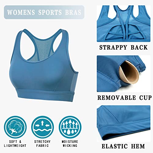 LEJASH Women Sports Bras, 3 Piece Seamless Wireless Removable Padded Support Tank Top Workout Exercise Yoga Gym Running Longline Sport Bra(M)