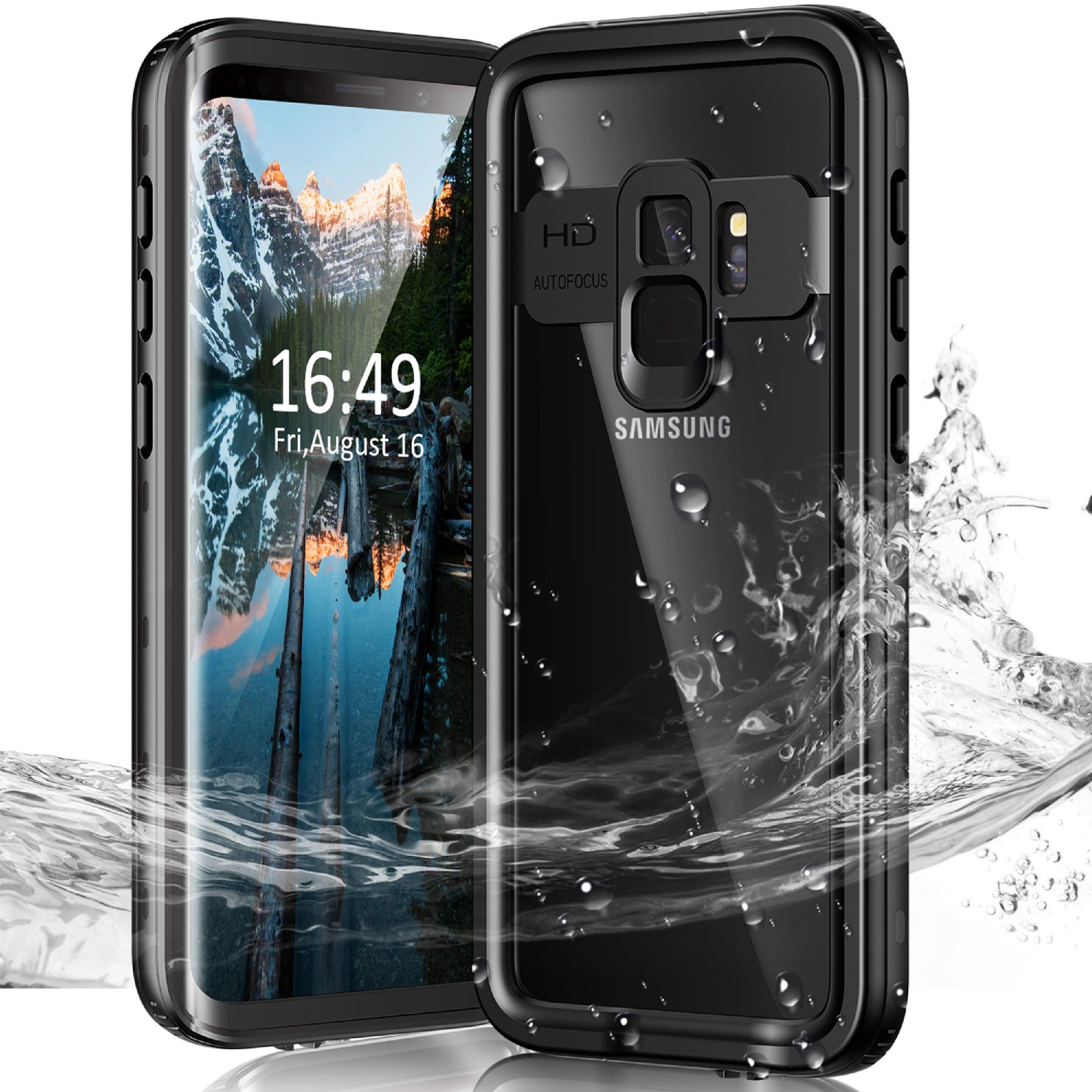 Janazan Samsung Galaxy S9+ Plus Waterproof Case, IP68 Full Sealed Underwater Protective Cover, Waterproof Shockproof Snowproof Dirtproof with Built-in Screen Protector 6.2 inch 2018 (Black)