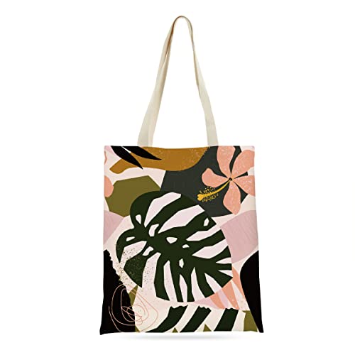 zcyxuuw Tote Bag, Tote Bag for, Tote Bag Aesthetic, Tote Bag for Women, s, Teacher, Waterproof Reusable Grocery Bags Shopping Beach Bag, Palm Leaves Print Boho Tropical Plant Leaf Decor
