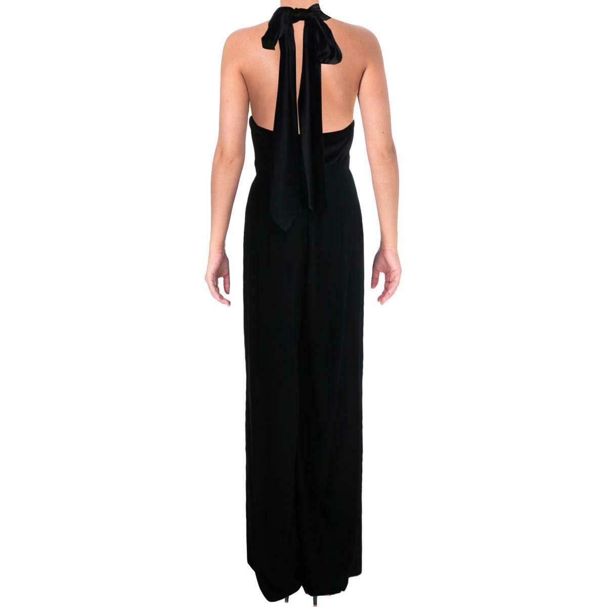 Jill Jill Stuart Women's Halter Neck Jumpsuit with Necktie, Black, 12