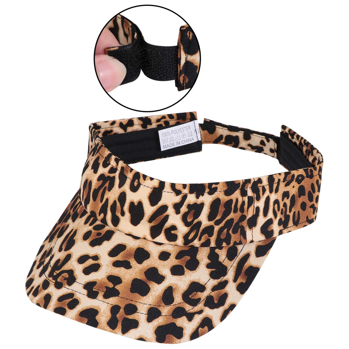 KESYOO Unisex Leopard Print Sun Visor Hat Adjustable Baseball Cap Empty Top Golf Tennis Visor for Outdoor Sports Summer Beach