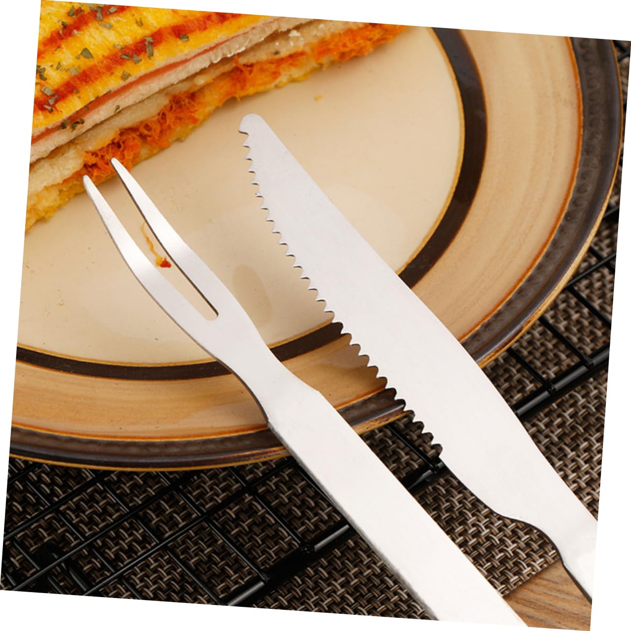 Happyyami 4 Sets Barbecue and Fork Stainless Carving Fork Guard Barbecue Cutter Carving for Meat Kitchen Fork Utensil Meat Fork Sushi Kit Kitchen Gadget Cutting Machine Portable