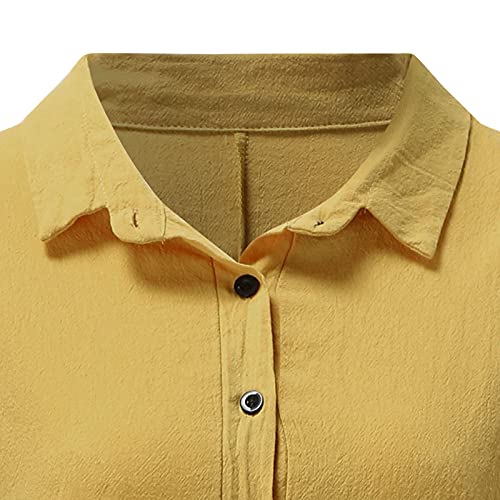 Lightweight Shift Dress for Women Button V Neck Lapel Collar Loose Dress Solid Color Pockets Loose Dress