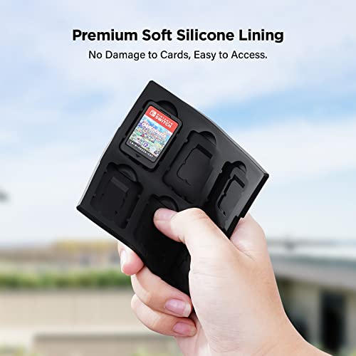 JINGDU Card Case Compatible with Nintendo Switch Games, Thin Portable Cartridge Holder with 12 Switch Game Card Slots & 12 Memory Card Slots, Storage Case Suitable for Switch OLED/Lite Games,Umbrella