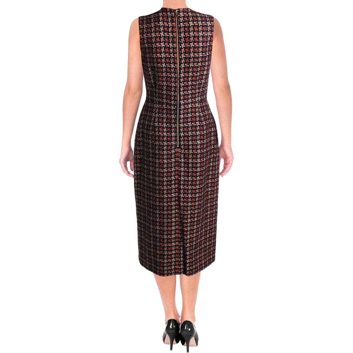 Jill Jill Stuart Women's Check Boucle Sleeveless Dress, Navy, 14