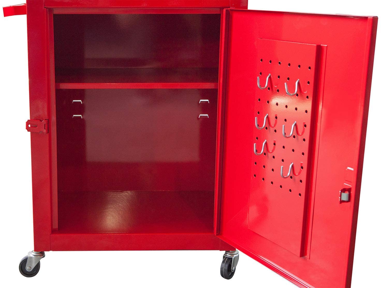 HPDMC Rolling Garage Workshop Tool Organizer - Detachable 3 Drawer Tool Chest with Large Storage Cabinet and Adjustable Shelf, Red