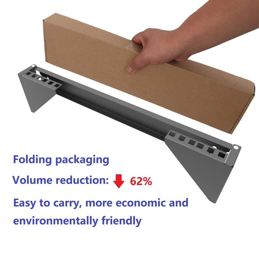 Jingchengmei (2 Pack) 2U Foldable 44 Pounds Loading Vertical Wall Mount Patch Panel Bracket Steel Underdesk Mountable Server Rack for 19inch Network, Server and Data Equipment, Black(2U2PC44P)