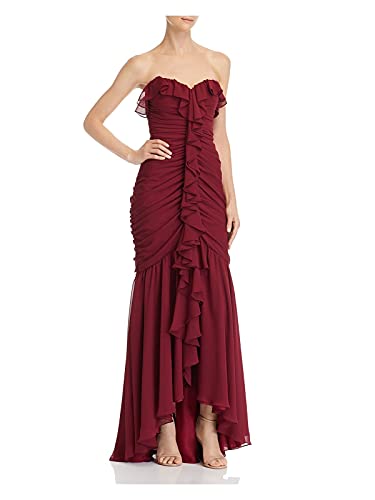 Jill Stuart Womens Maroon Sweetheart Neckline Full-Length Evening Hi-Lo Dress 14