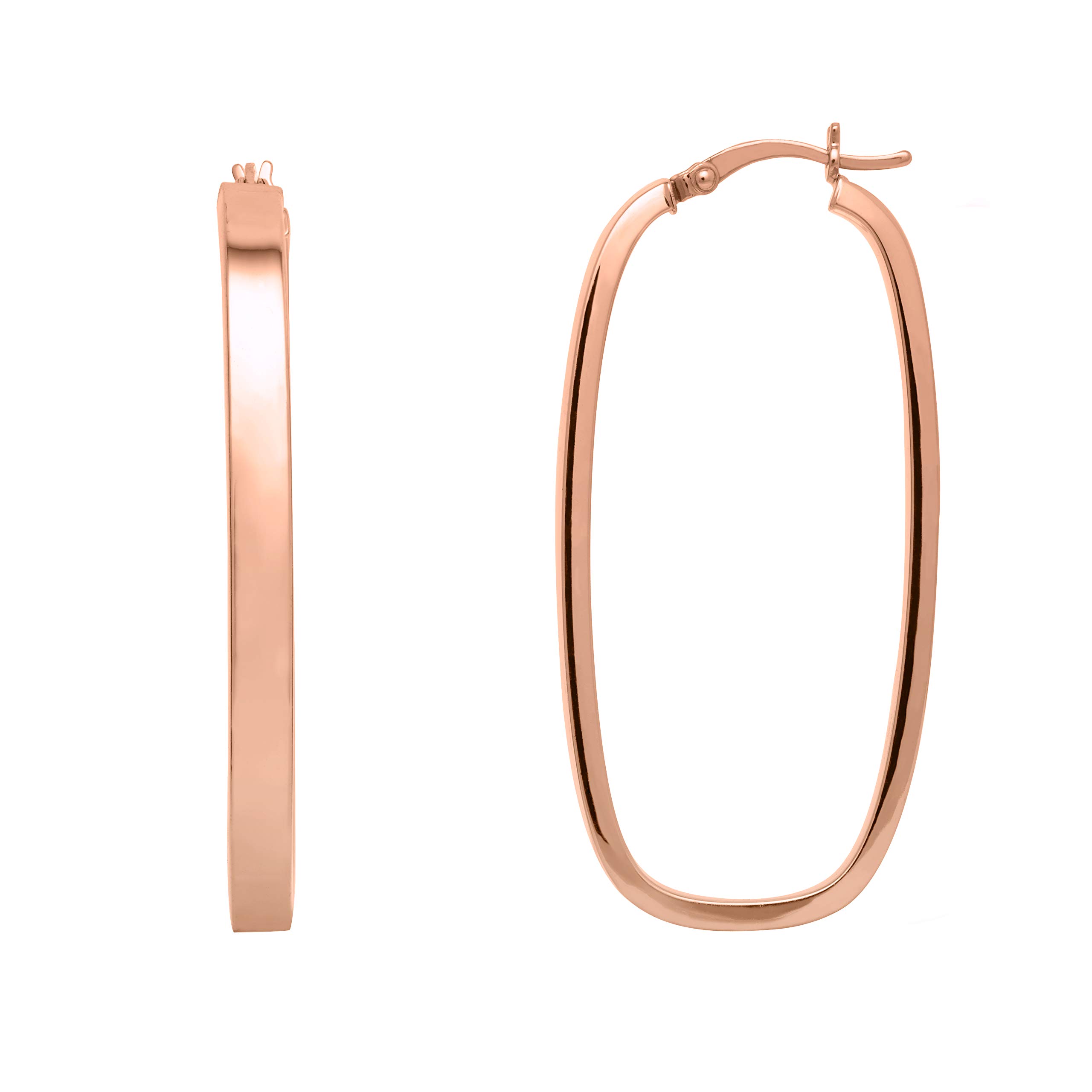 HOT SILVER Sterling Silver Rectangular Square Hoop Earrings,1.8'