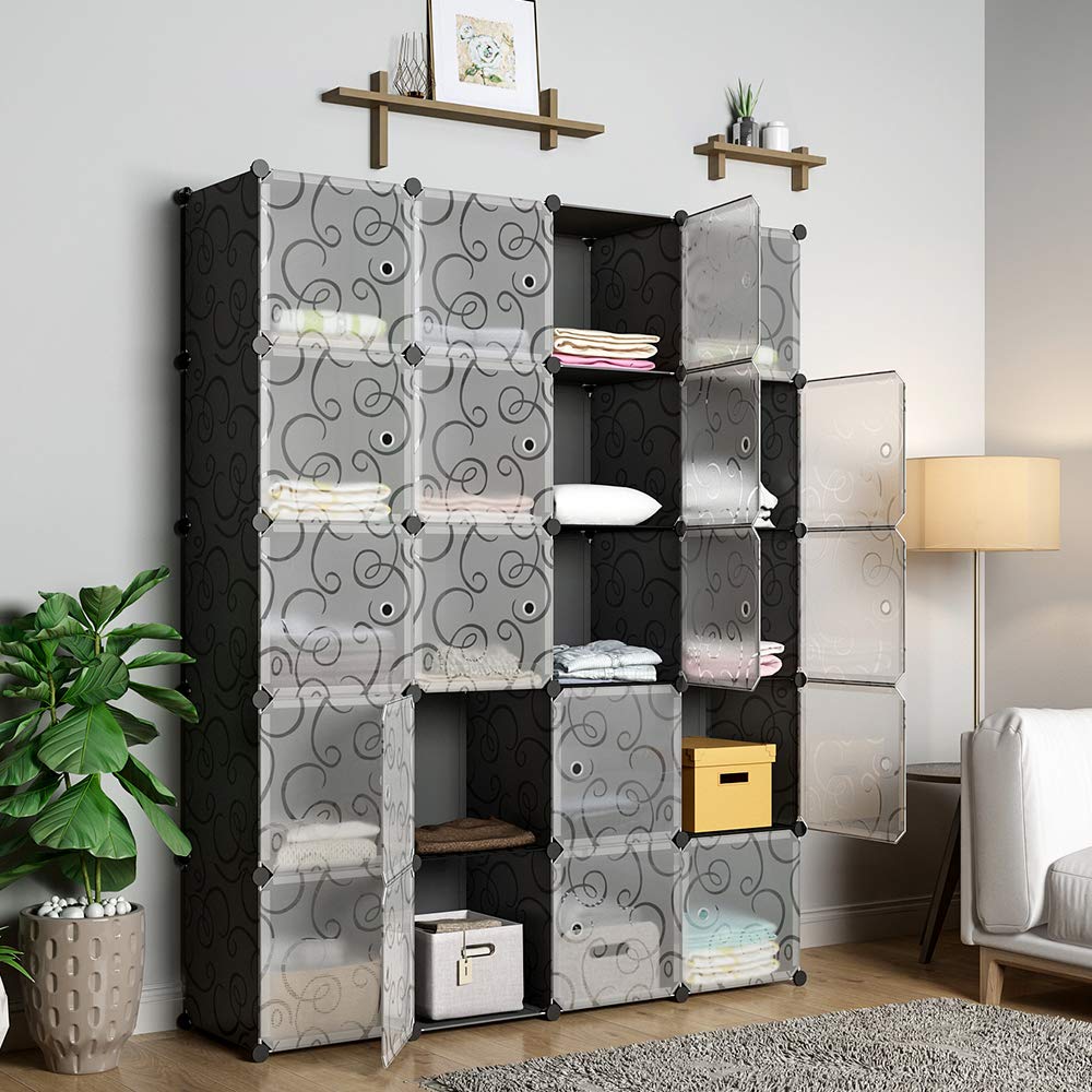 KOUSI Large Cube Storage -14"x18" Depth Cube (25 Cubes) Cube Organizer Cube Storage Shelves Cubby Organizing Closet Storage Organizer Cabinet Shelving Bookshelf Toy Organizer, White