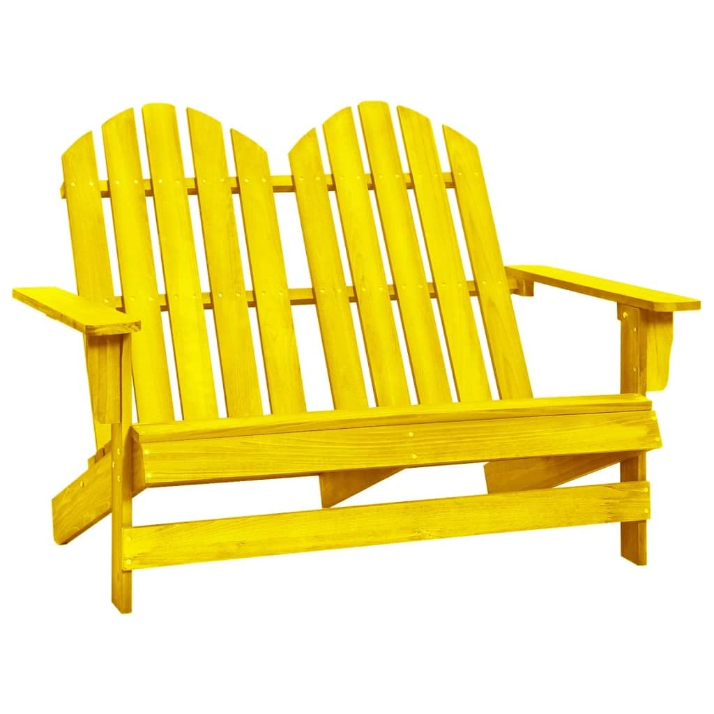 vidaXL Solid Fir Wood 2-Seater Adirondack Chair - Yellow Sturdy and Comfortable Patio Furniture for Garden and Outdoor Spaces