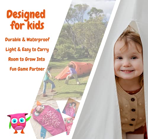 Kids Camping Sleeping Bag with Pillow, Indoor & Outdoor Use, Waterproof & Lightweight, Ideal for Backpacking & Camping, 3 Season (Spring, Summer, Autumn)