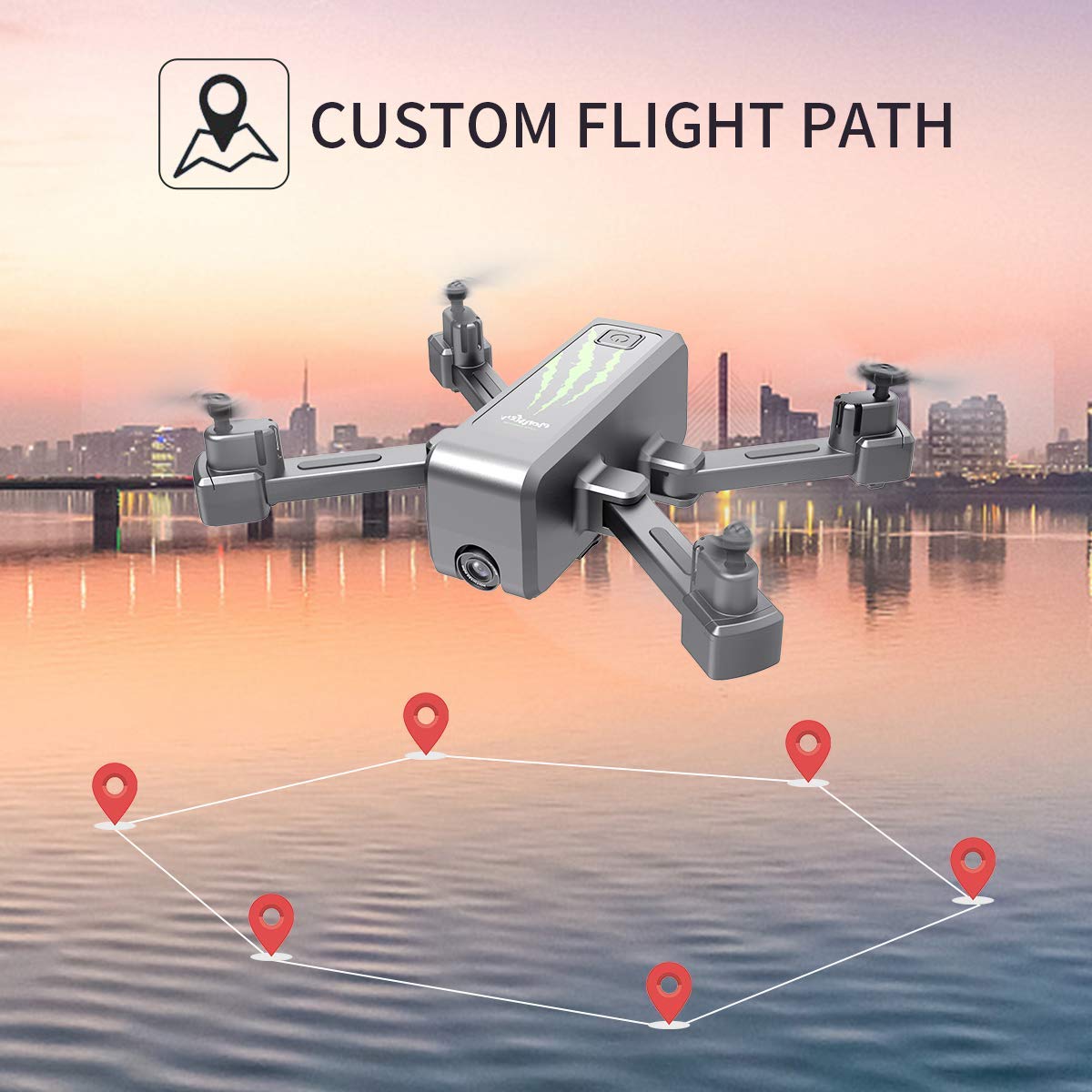 HR GPS Drone With 1080P HD Camera,Foldable Portable Quadcopter With Auto Return Home,Custom Flight Path,Follow Me,Long Control Range,Drones For Adults Kids And Beginners (GPS DRONE)