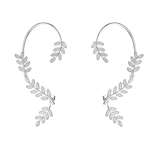 Leaf Ear Cuff Earrings for Women Pierced Zircon Leaf Ear Cuffs Hanging Leaf Earrings Ear Wrap Earrings