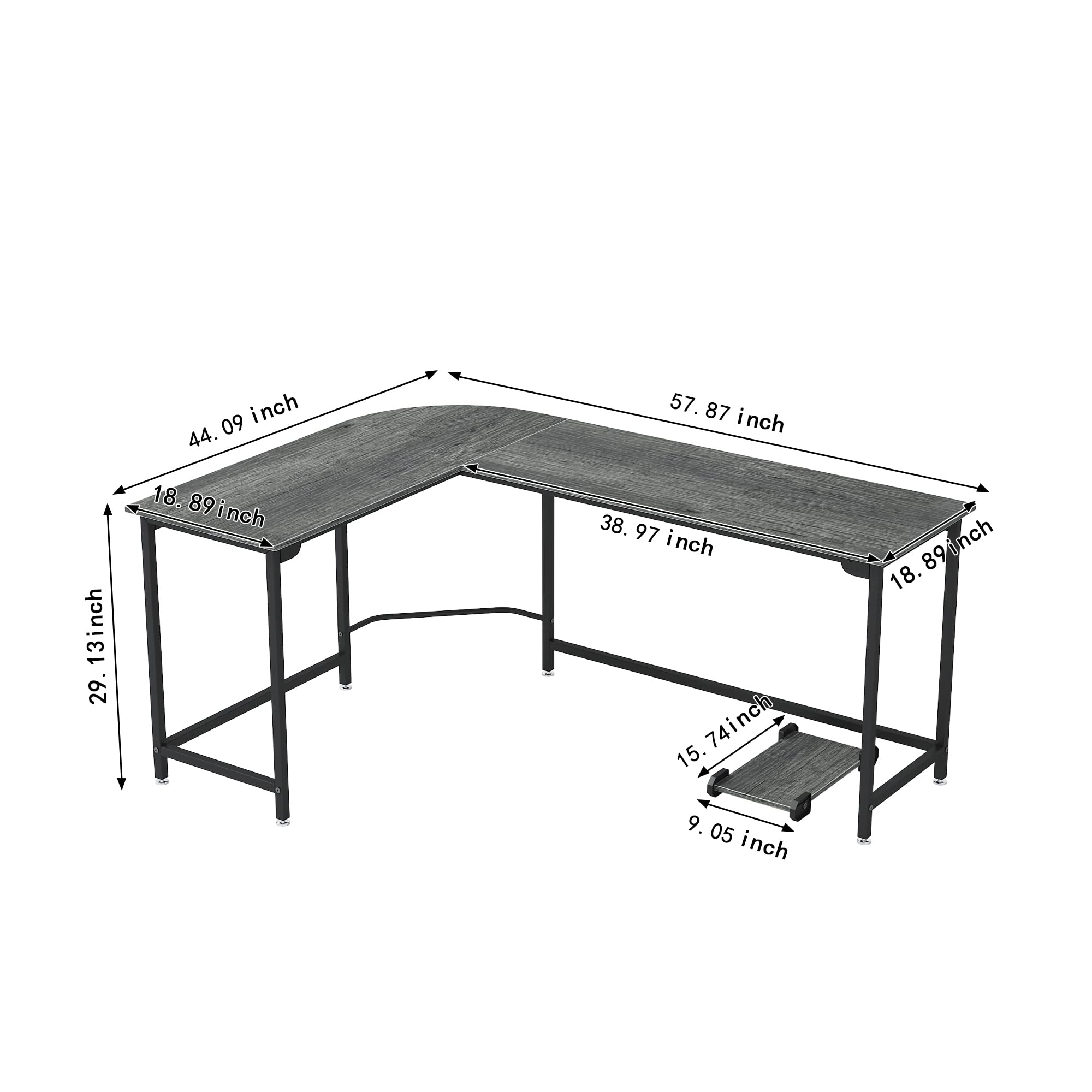 HOBINCHE 66 Inch Reversible L-Shaped Computer Desk,Large Space Saving Corner Gaming Desk with CPU Stand, Studying Writing Table Workstation, Home Office PC Laptop Desk, Dark Brown
