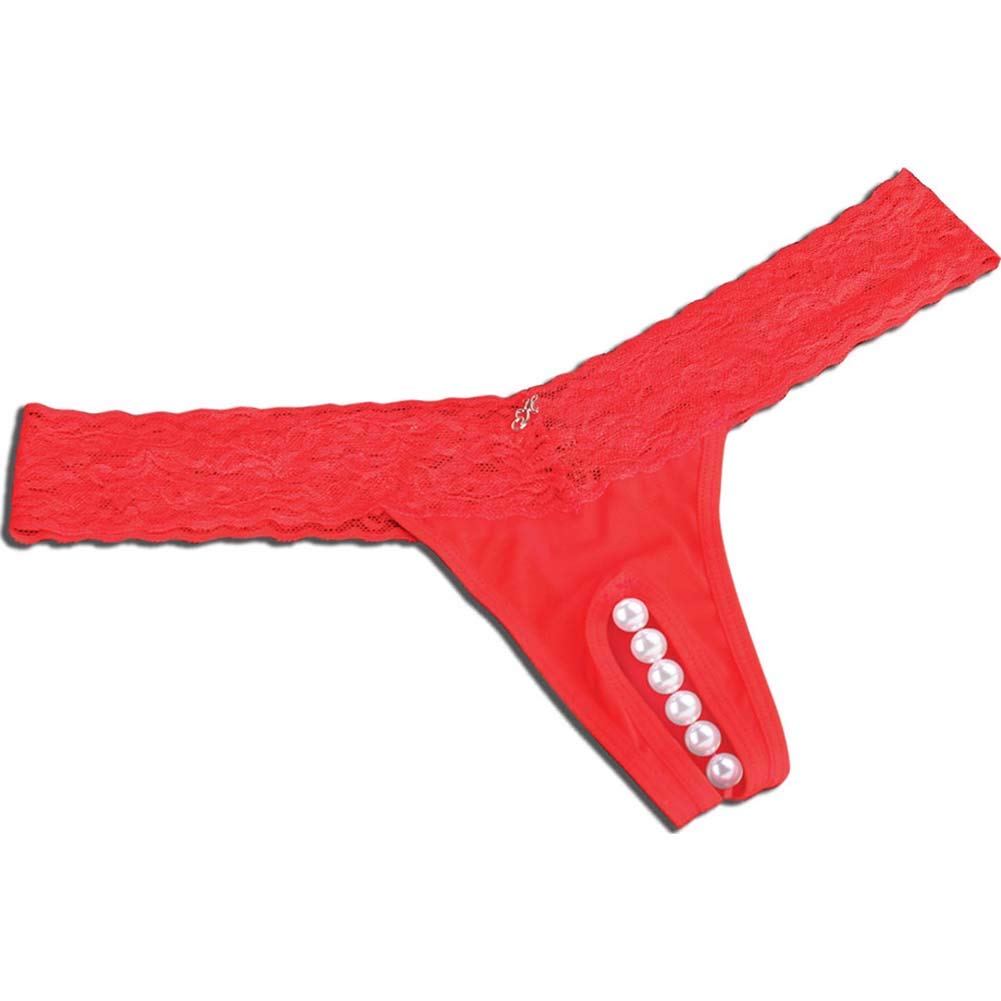 Hustler Clitoral Stimulating Thong With Beads Red S/M Hustler