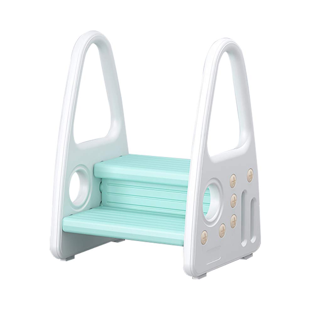 KATARUS Toddler Step Stool for Kids Two Step Standing Tower for Kitchen Counter, Bathroom Sink & Toilet Potty Training, Children Step Up Learning Helper with Handles and Safety Non-Slip Pads, Green