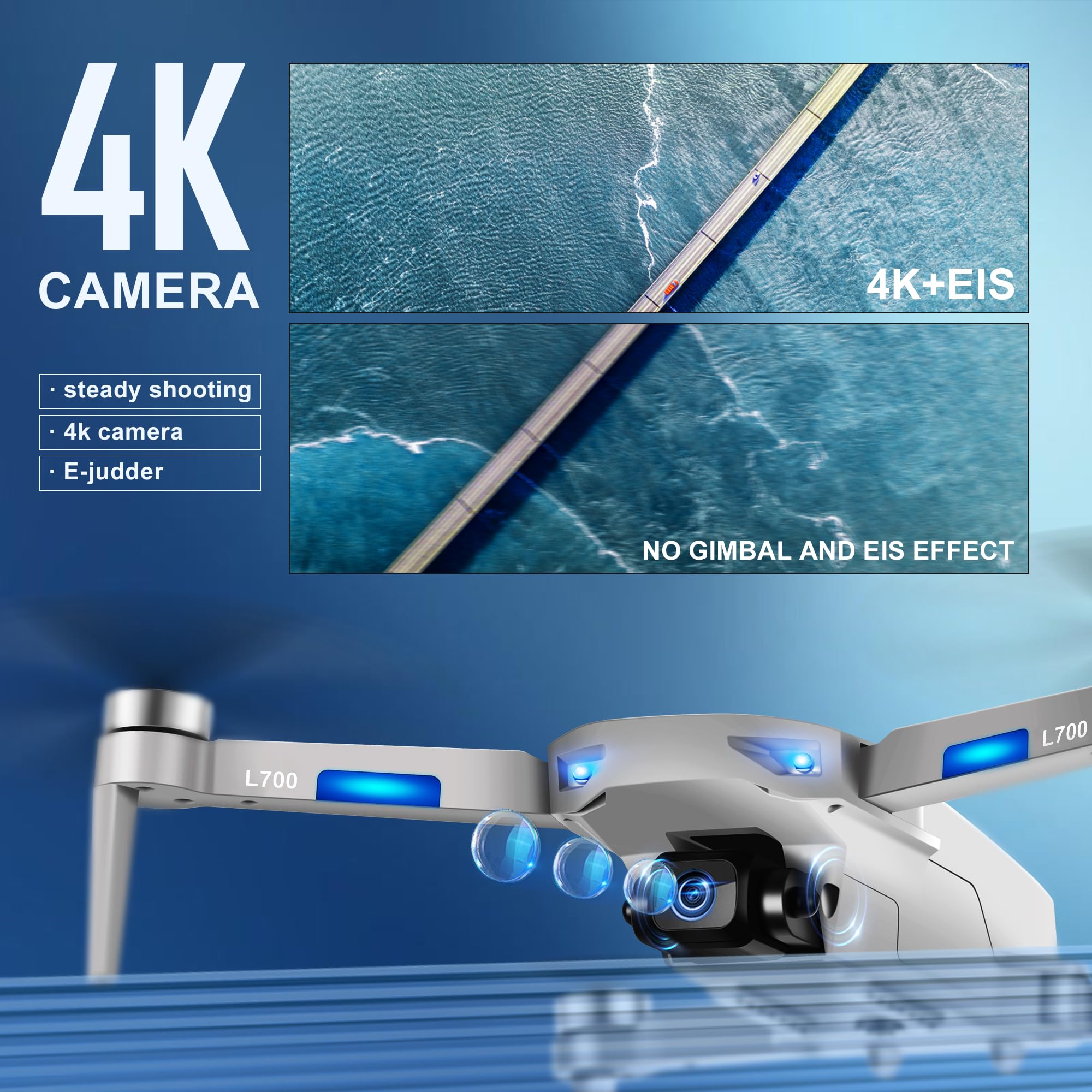 HHD Drones with Camera for Adults 4K: Designed for Beginners, Ultra-Stable Flight, Dual Batteries, Easy-to-Use GPS, Real-Time Transmission, and 2 Sets of Replacement Blades