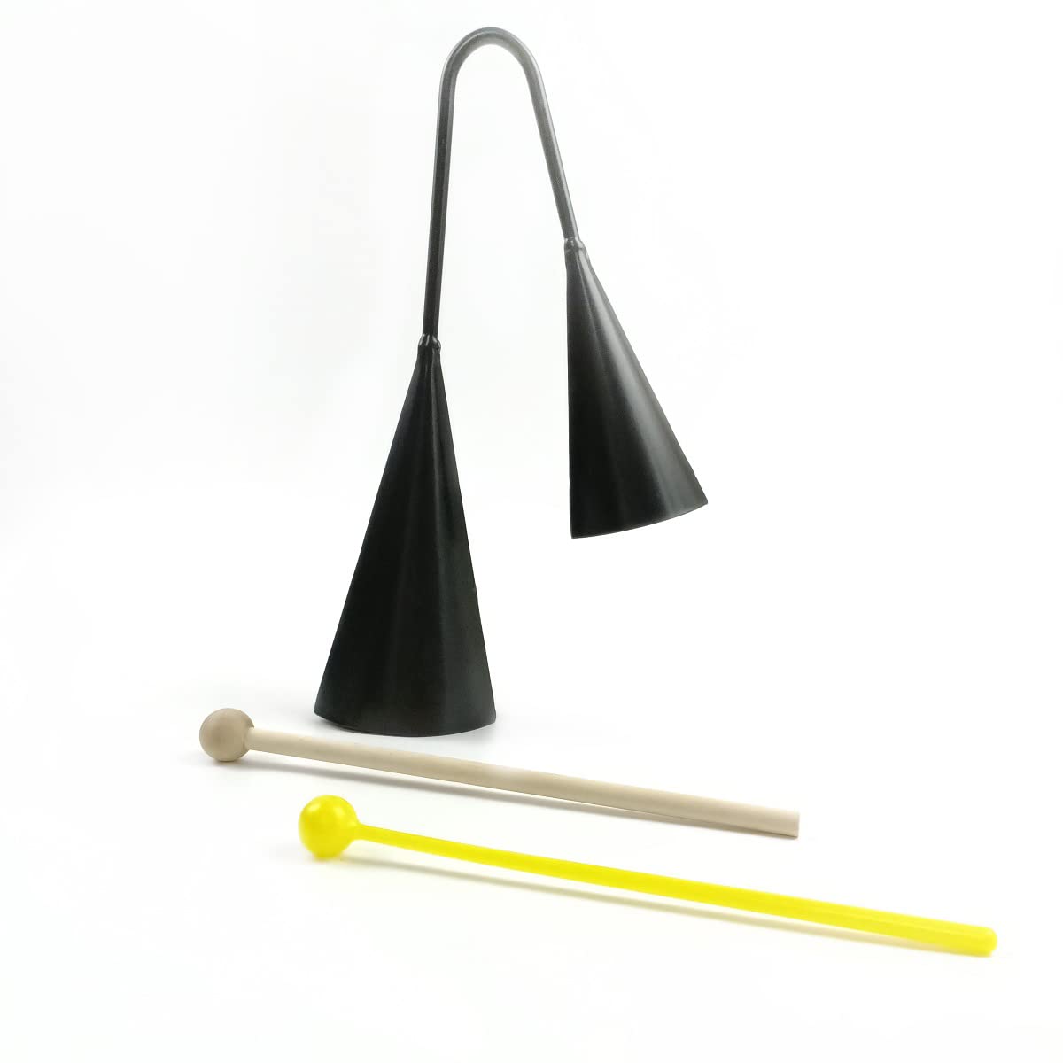 LOONELO Agogo Bells,Traditional Style Handheld Musical Instrument Steel Agogo Bells with Wood Strikers (Black-Big)